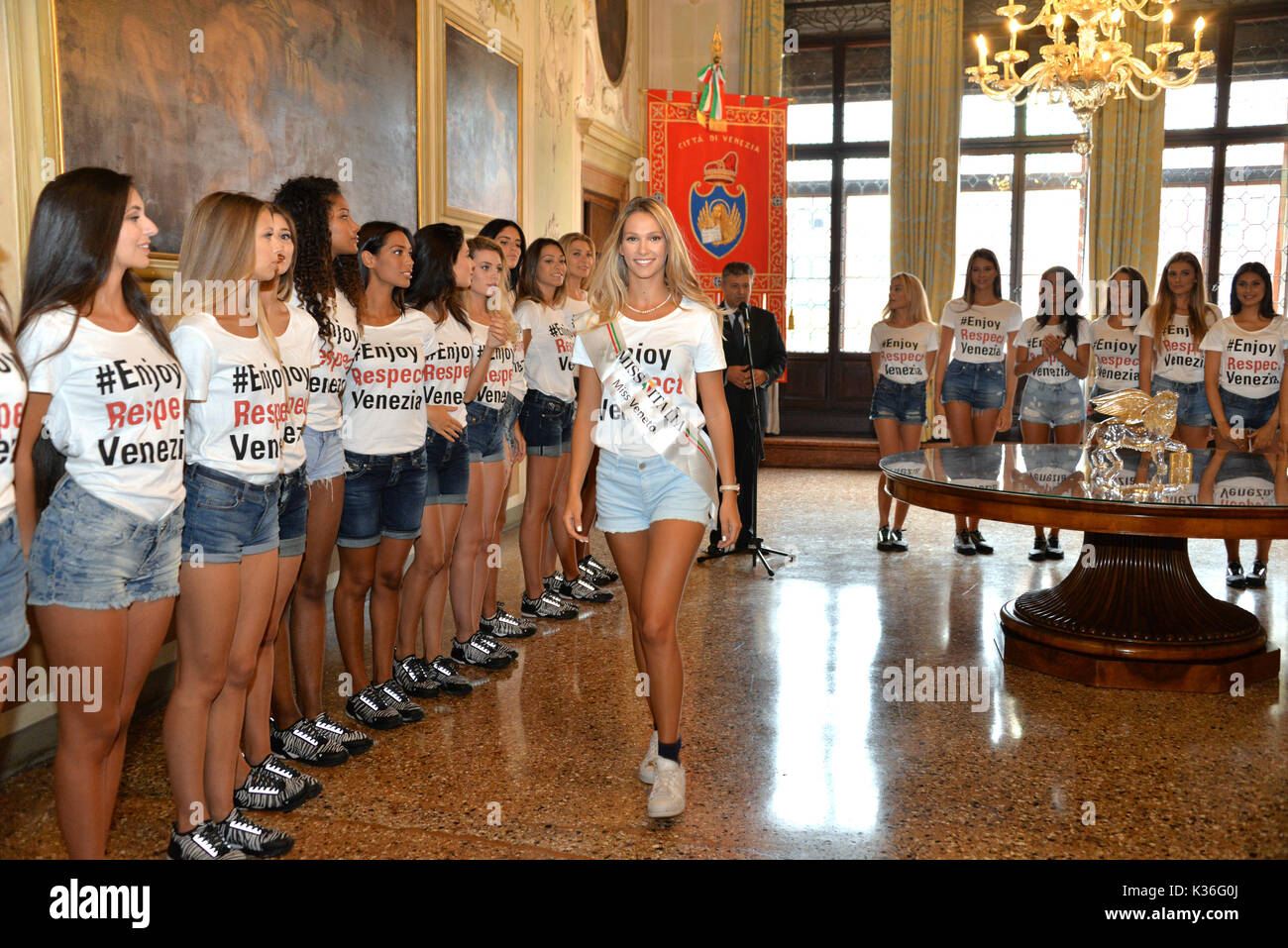 Venice, Italy. 01th September, 2017. Miss Italia pageant finalists on ...