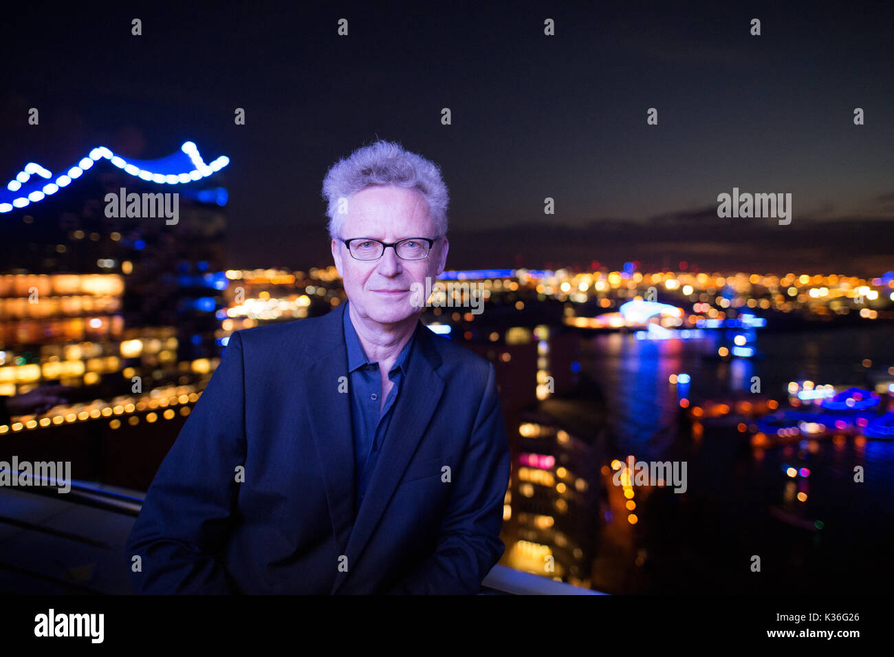 Hamburg, Germany. 01st Sep, 2017. Light artist Michael Batz poses after ...