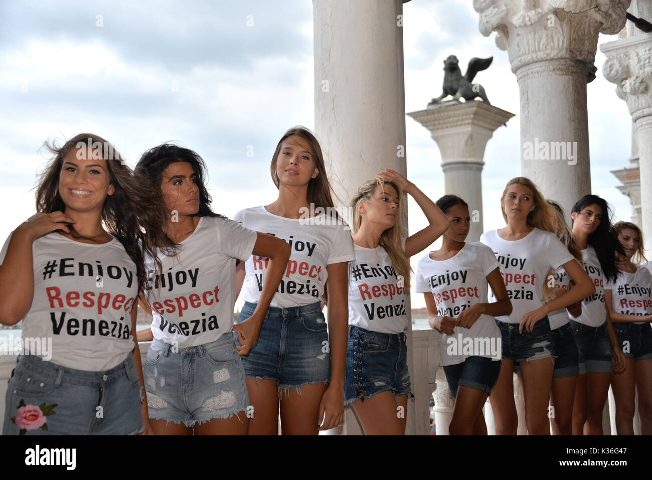 Venice, Italy. 01th September, 2017. Miss Italia pageant finalists on ...
