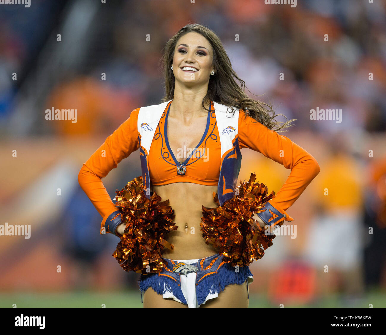 August 31, 2017: Denver Broncos cheerleader during the fourth quarter ...