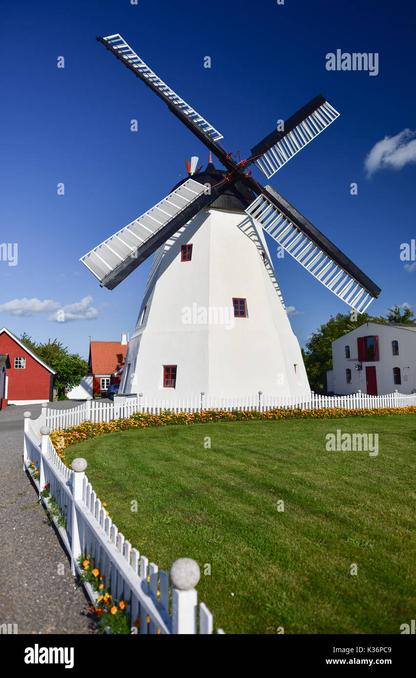 The windmill of Arsdale on the Danish Baltic island of Bornholm ...
