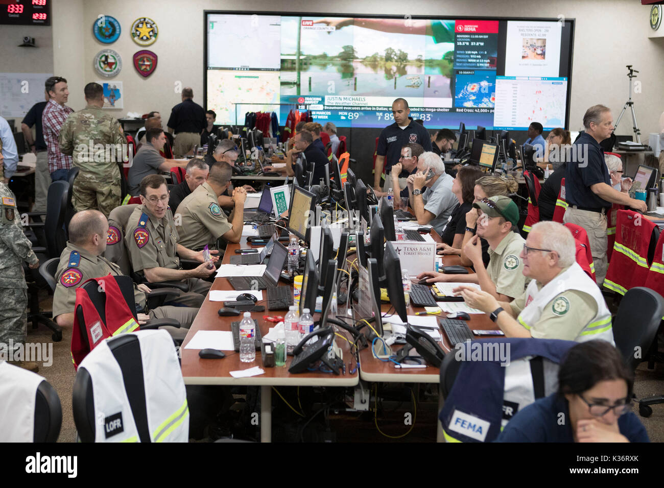 Austin, Texas USA Sept. 1, 2017: Emergency response officials and staff ...