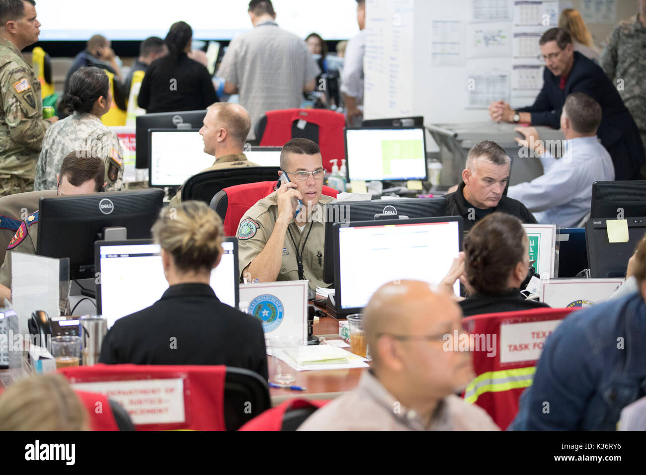 Austin, Texas USA Sept. 1, 2017: Emergency response officials and staff ...