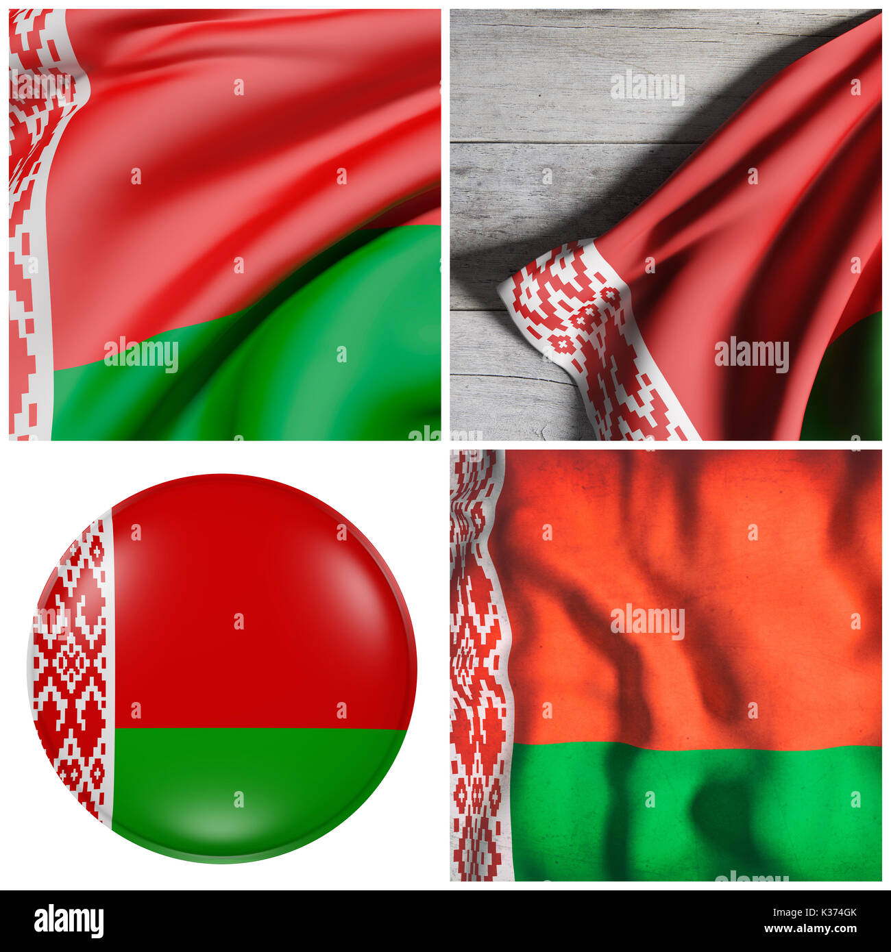 3d rendering of a composition of four Belarus flags Stock Photo - Alamy