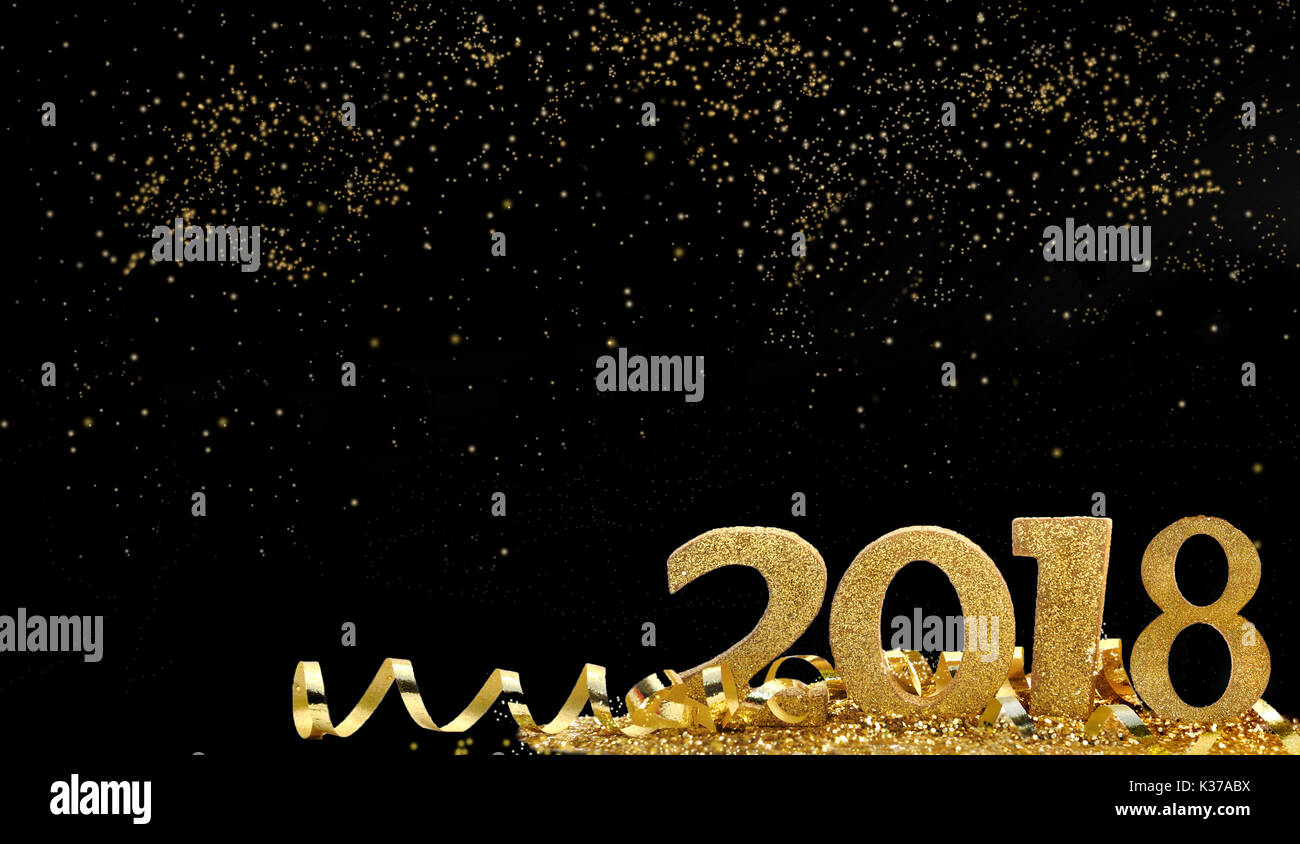 golden figures 2018 on black background with bright lights Stock Photo ...