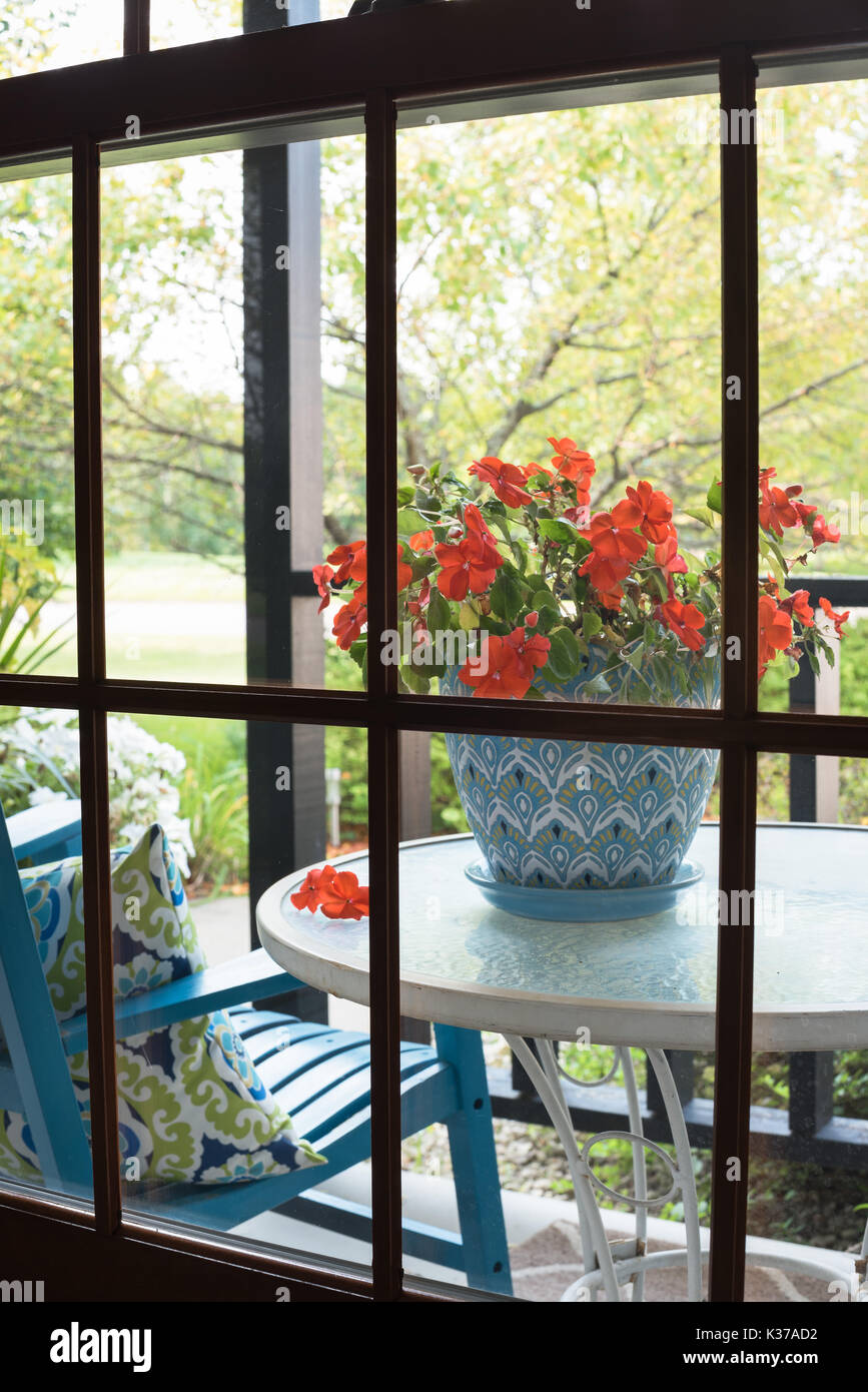 The view of the front porch through the window Stock Photo - Alamy