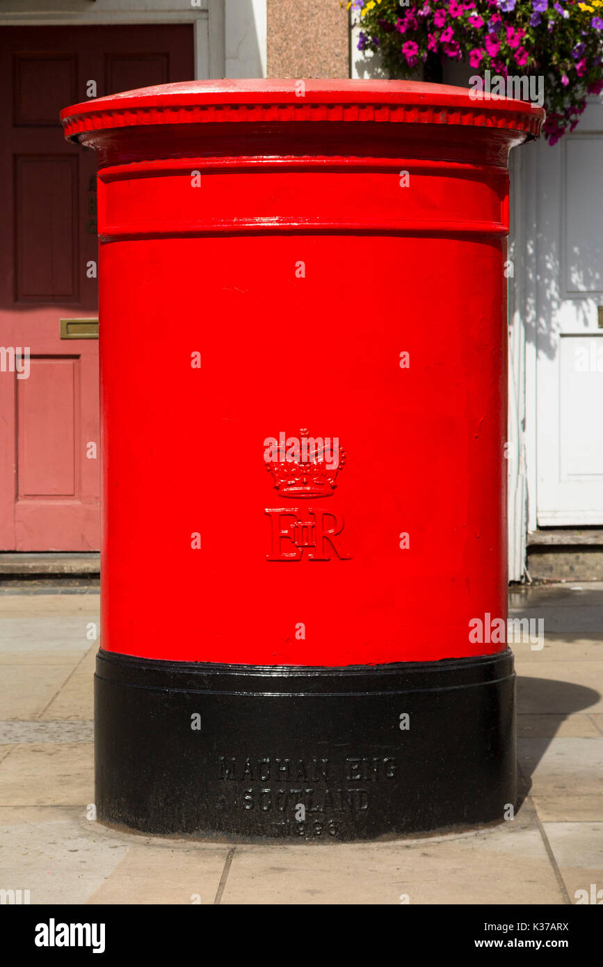 Reverse back rear side view of a wide / twin slot British pillar box ...