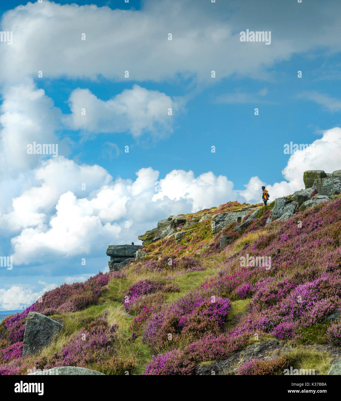 Curbar Edge, Derbyshire, England - looking north along the edge Stock ...