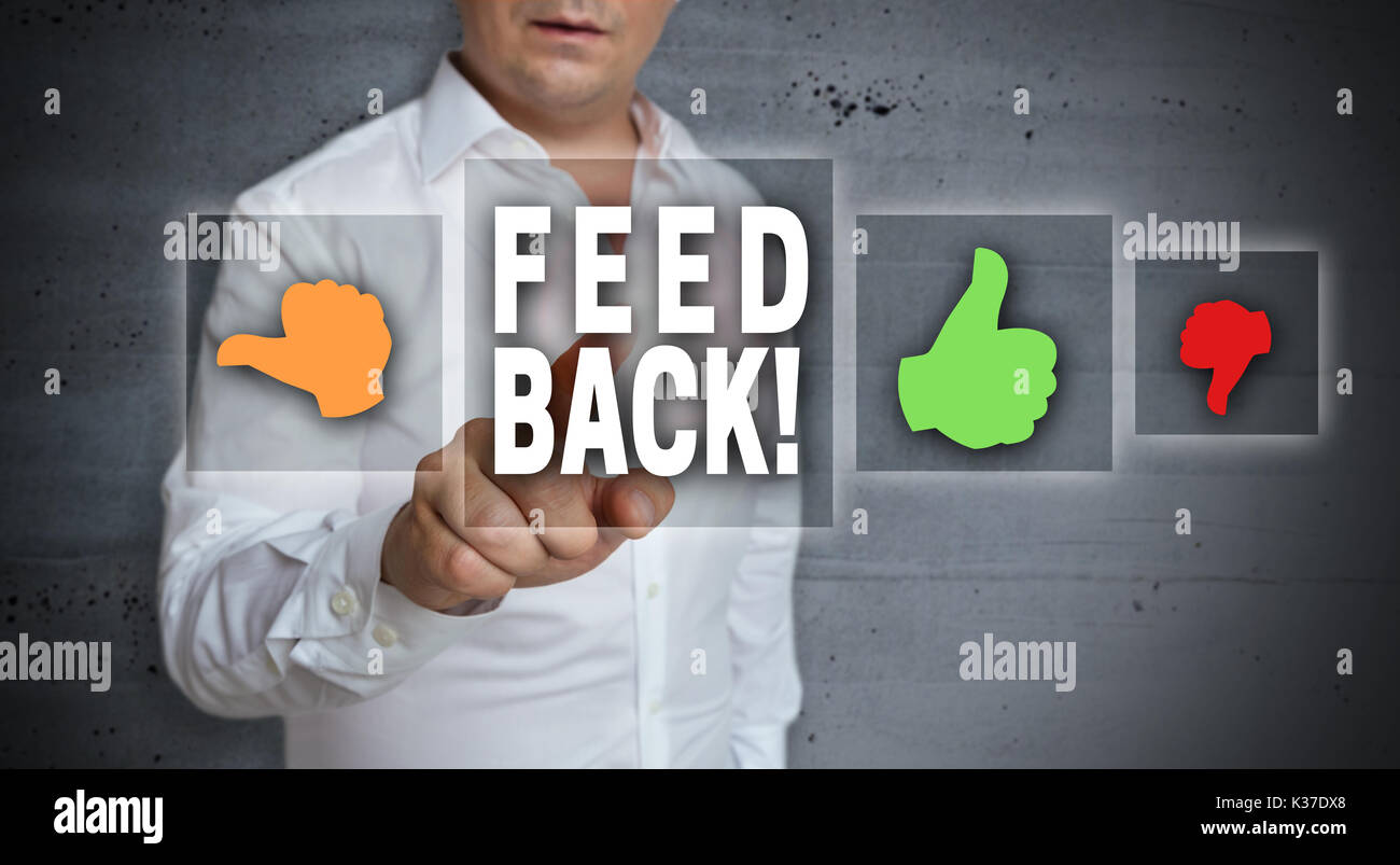 Feedback touchscreen is operated by man Stock Photo - Alamy