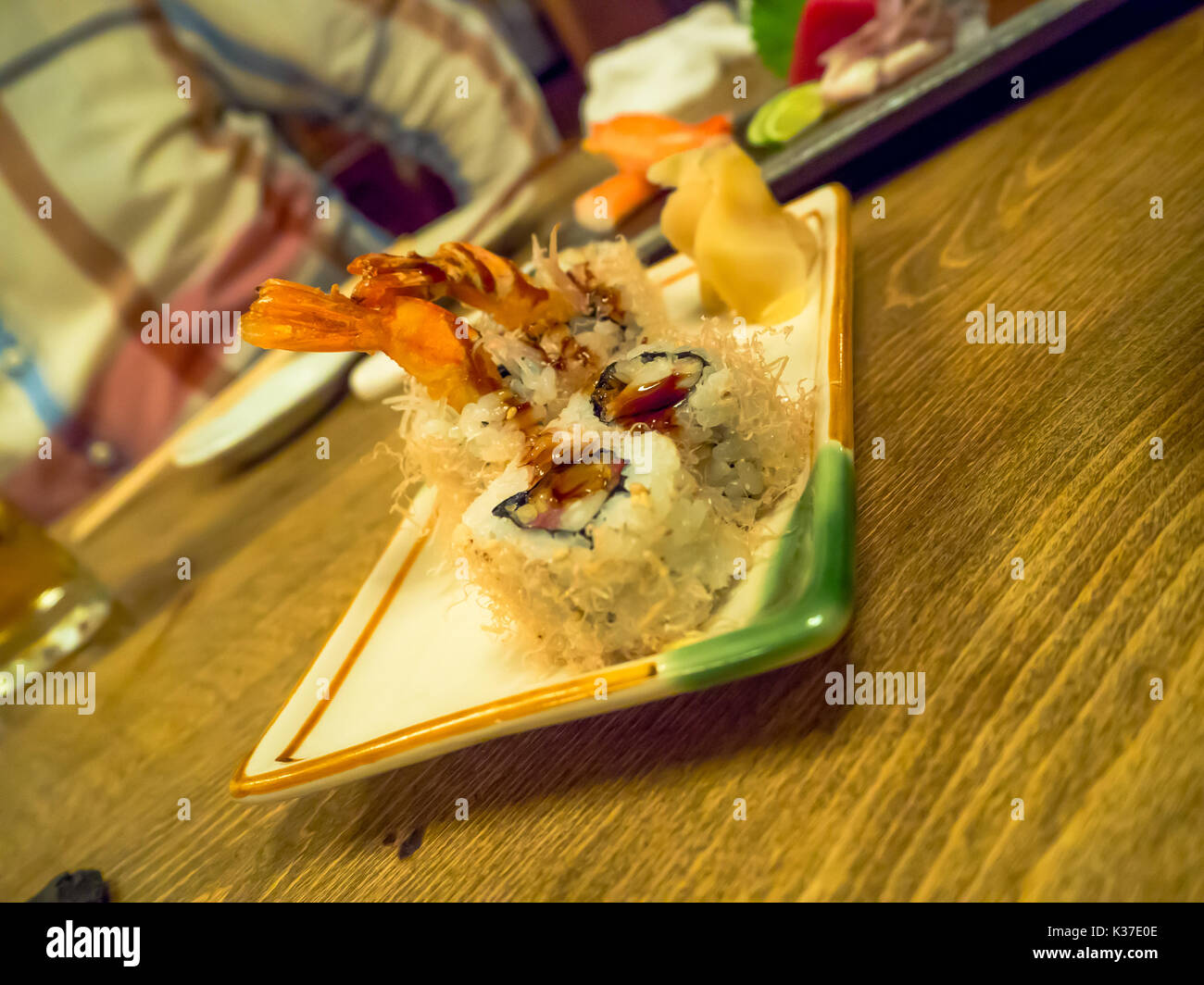 Japanese food restaurant, sushi maki california roll platter set ...