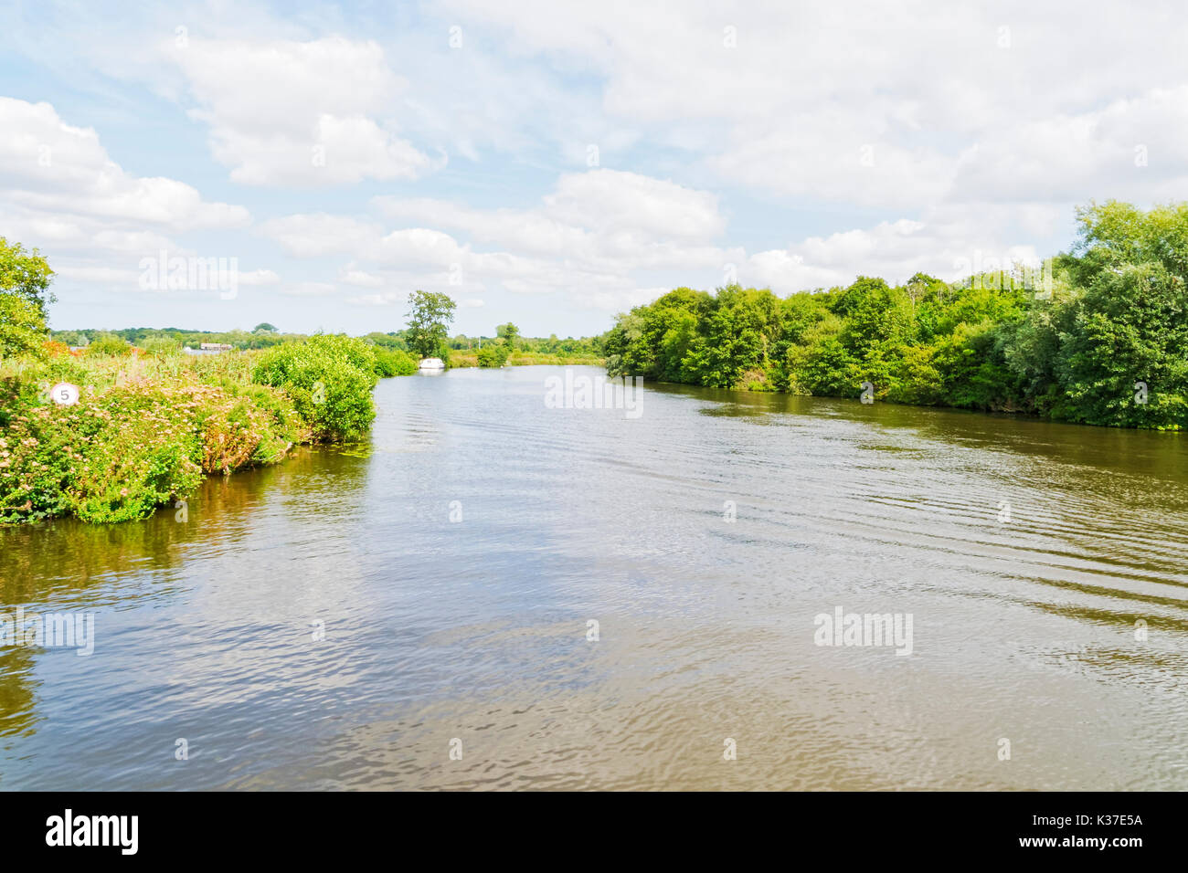 Sailing down the River Bure, in Norfolk, on a summer day Stock Photo ...