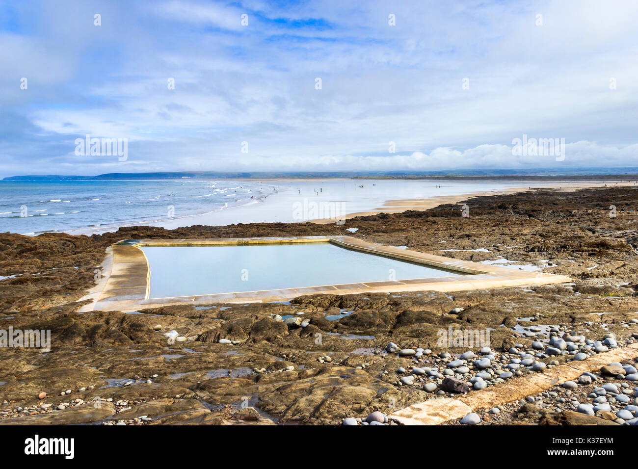Seawater swimming pool at Westward Ho, Devon, England, UK Stock Photo ...