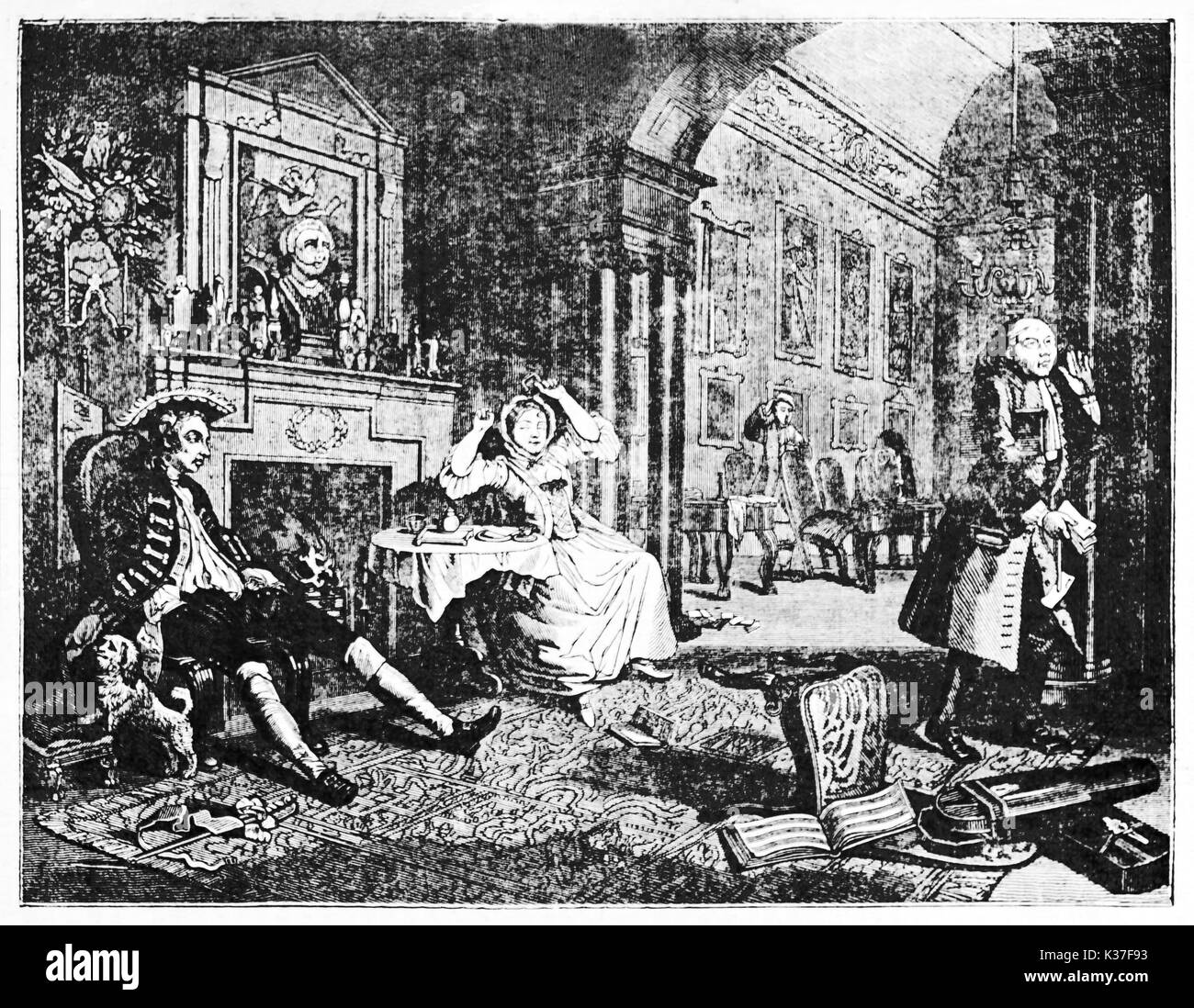 Ancient aristocratic people quarrel in a elegant living room (Marriage ...