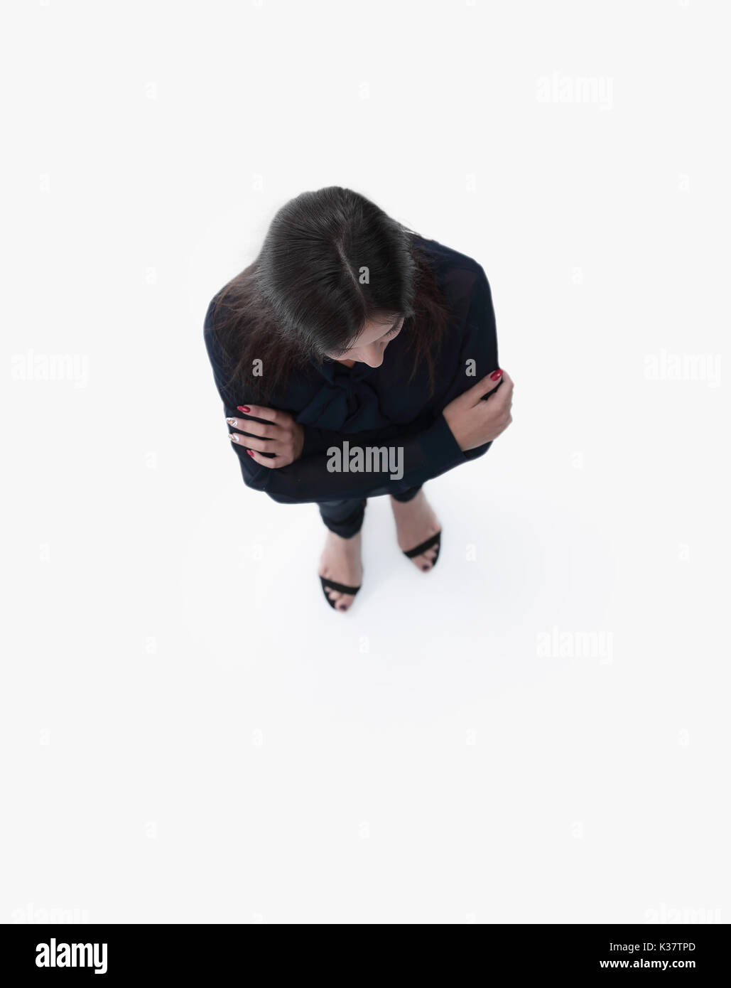 modern young business woman looking up. photo in full growth Stock ...