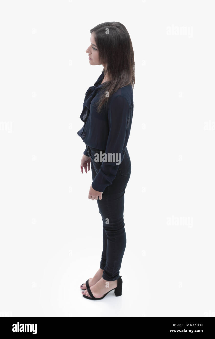 side view. Modern young business woman. photo in full growth Stock ...