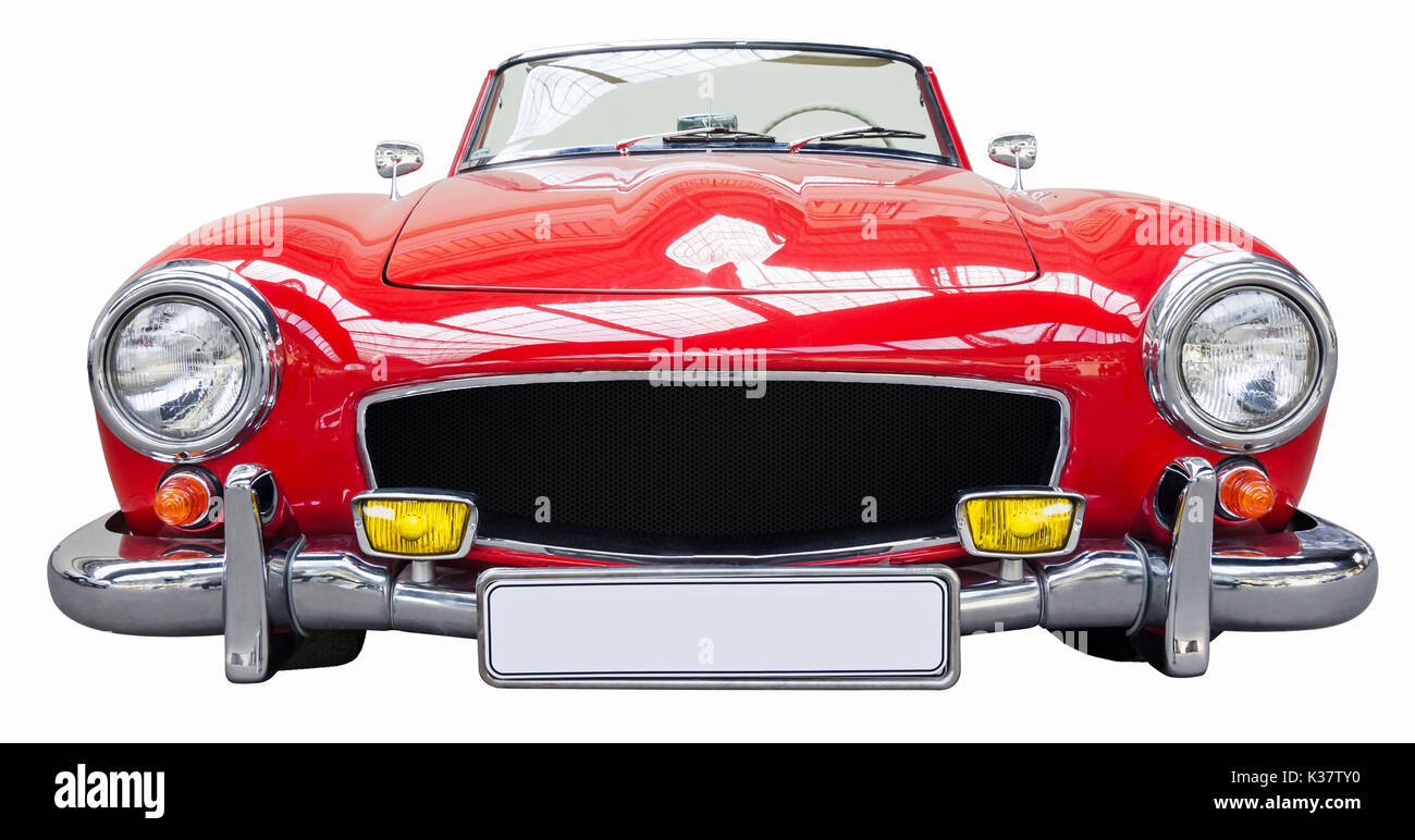 Red classic retro car from isolated on white background Stock Photo - Alamy