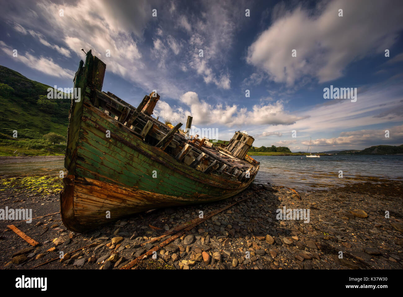 Abandoned boat in Ardvasar harbour, Isle of Skye, Scotland Stock Photo ...
