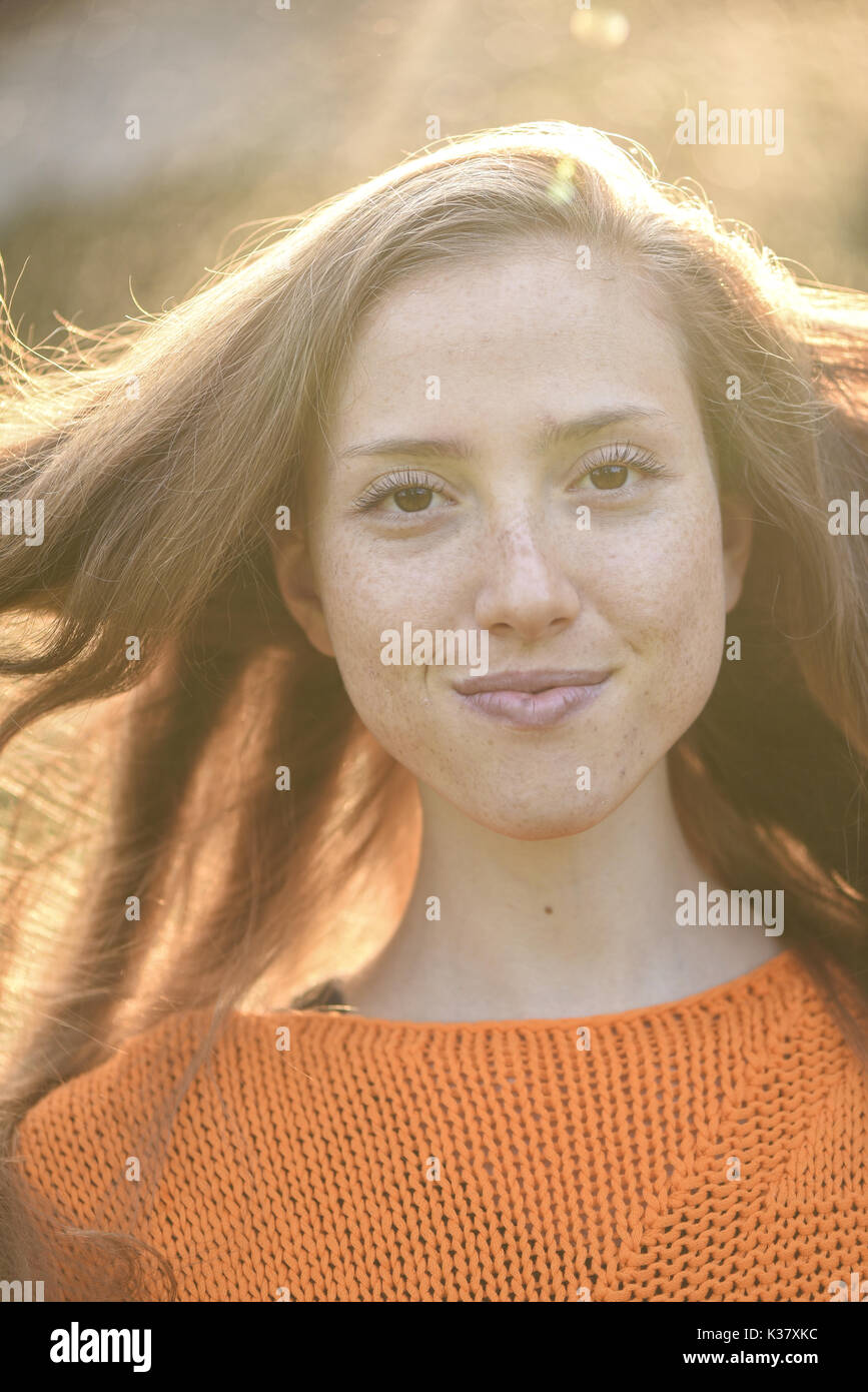 Yound woman in her garden, near Vienna, Austria (model-released Stock ...