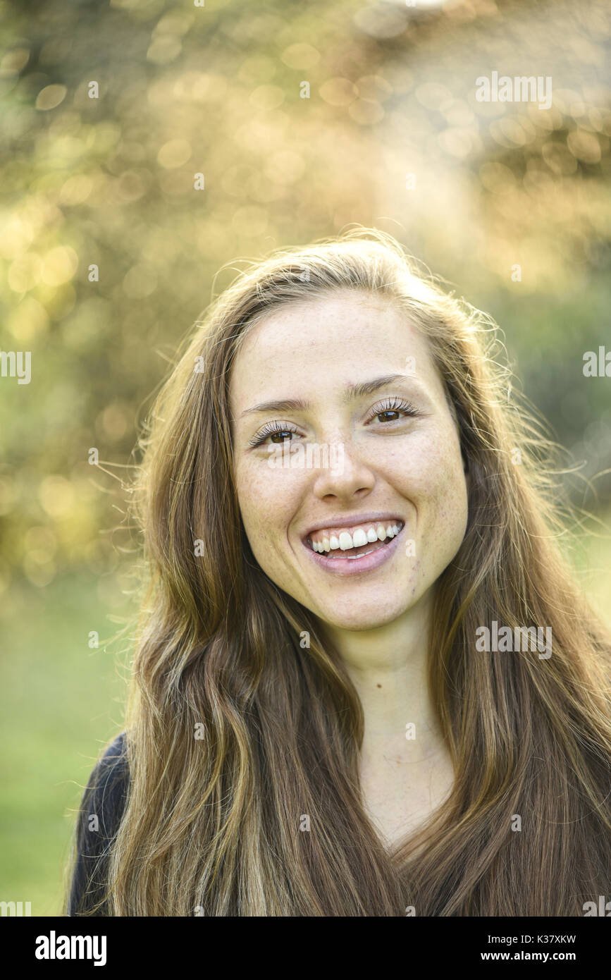 Yound woman in her garden, near Vienna, Austria (model-released Stock ...