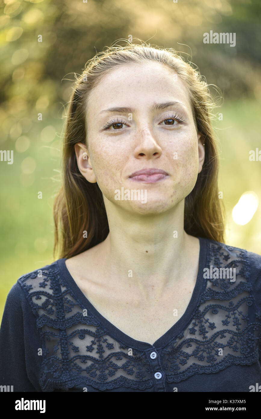 Yound woman in her garden, near Vienna, Austria (model-released Stock ...