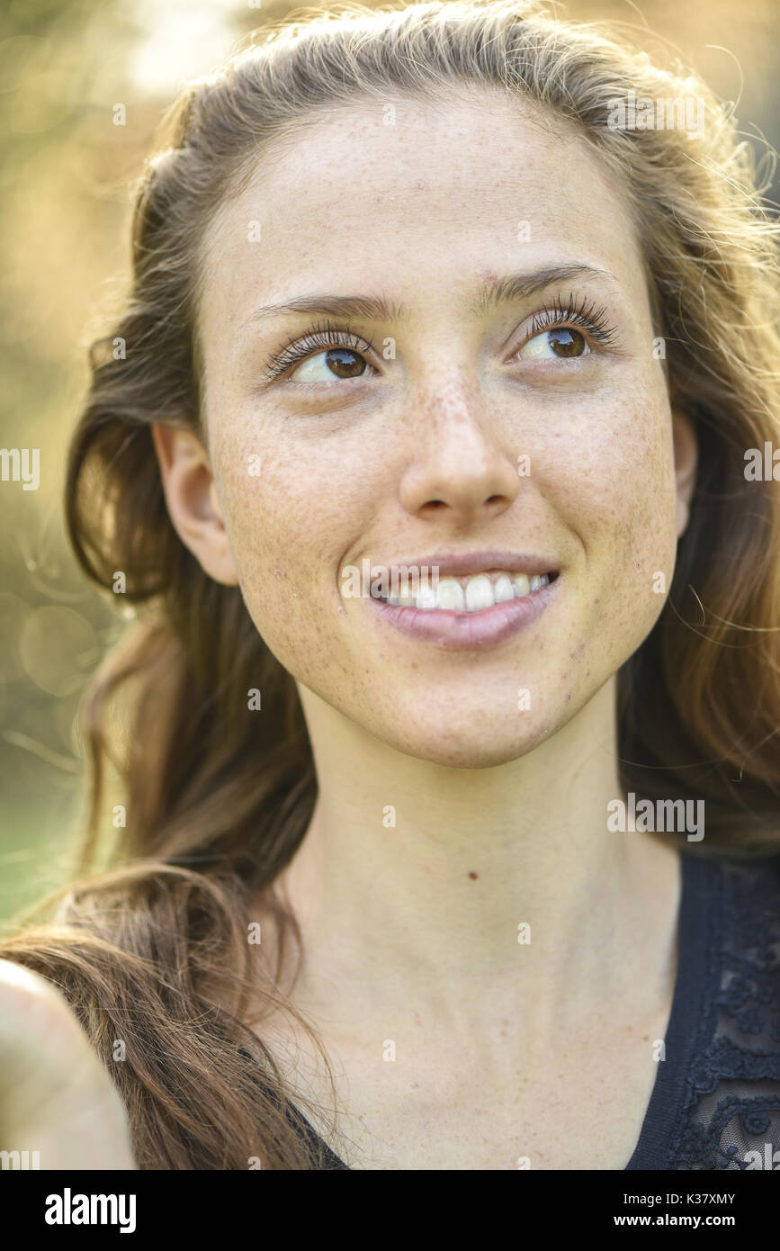 Yound woman in her garden, near Vienna, Austria (model-released Stock ...