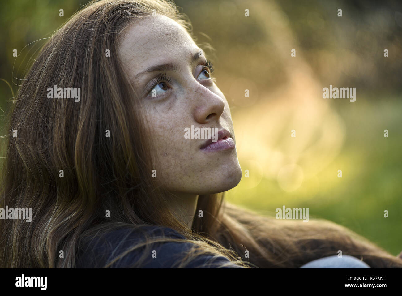 Yound woman in her garden, near Vienna, Austria (model-released Stock ...