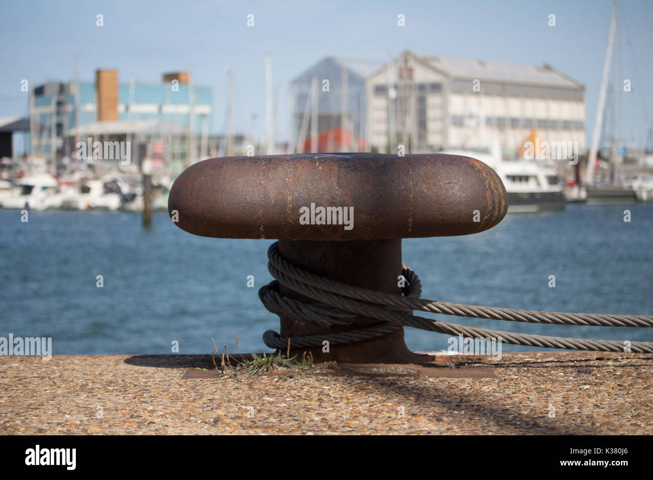 A docking dock to attach the boats and ferries on the port of Dunkirk ...