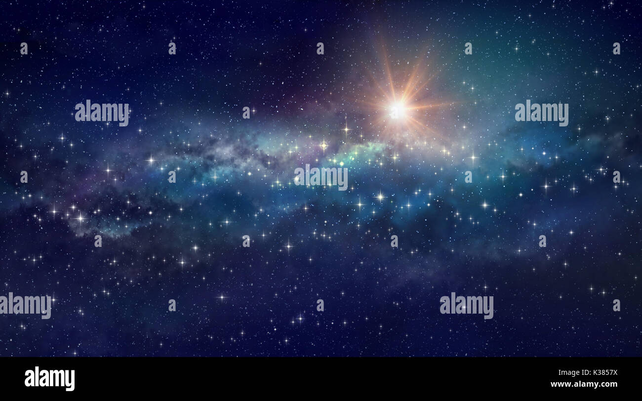 High definition star cluster background, bright sun shining in a milky ...