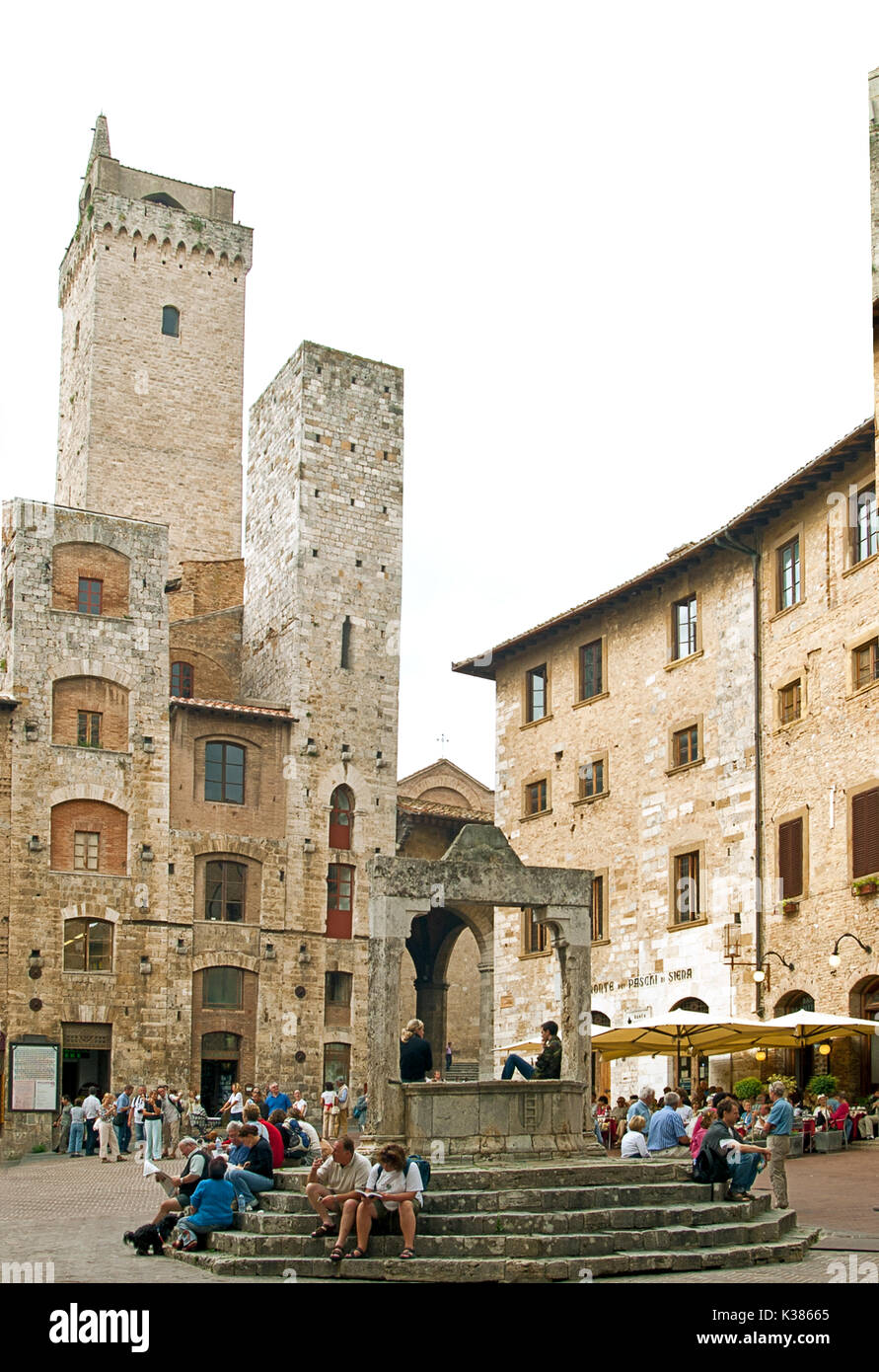 A major gathering place in San Gimignano, the Piazza Del Cisterna is ...