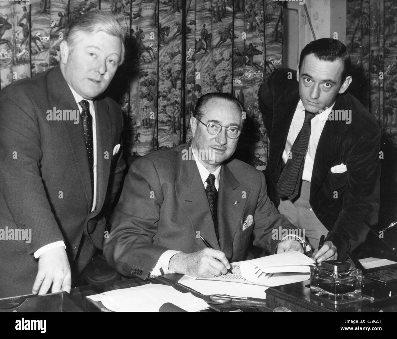 L-R J R WALLIS , C J Latta and the writer Willis Hall Stock Photo - Alamy