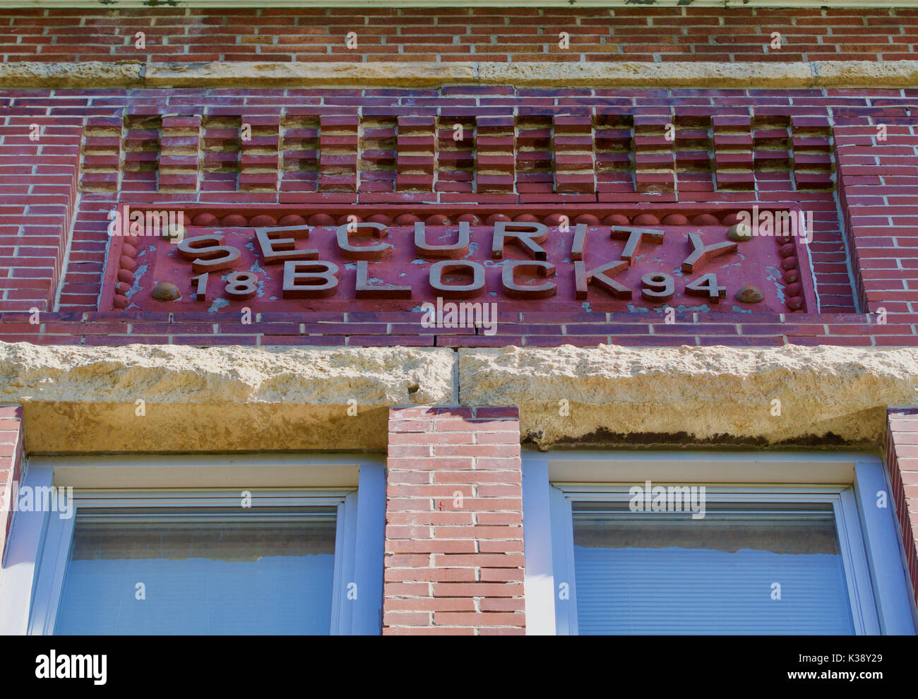 Nineteenth century brick building facade with limestone Stock Photo - Alamy