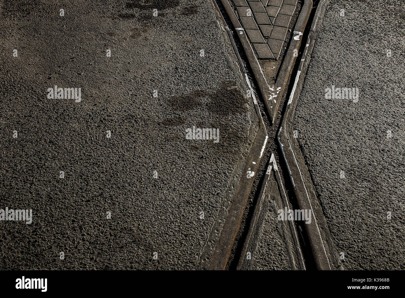 Abstract view: X shape Street railway point Stock Photo - Alamy