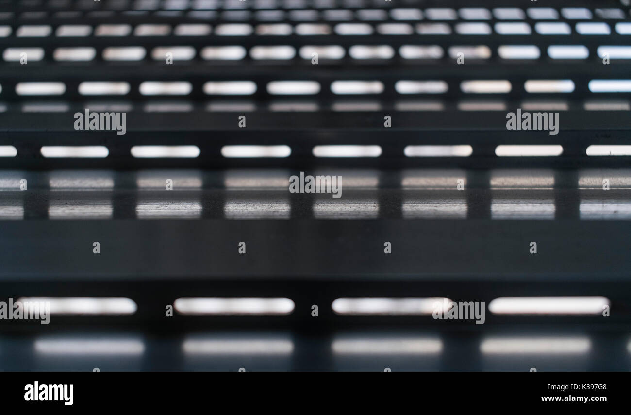 Out of focus Abstract metallic rows and lines, background with light ...