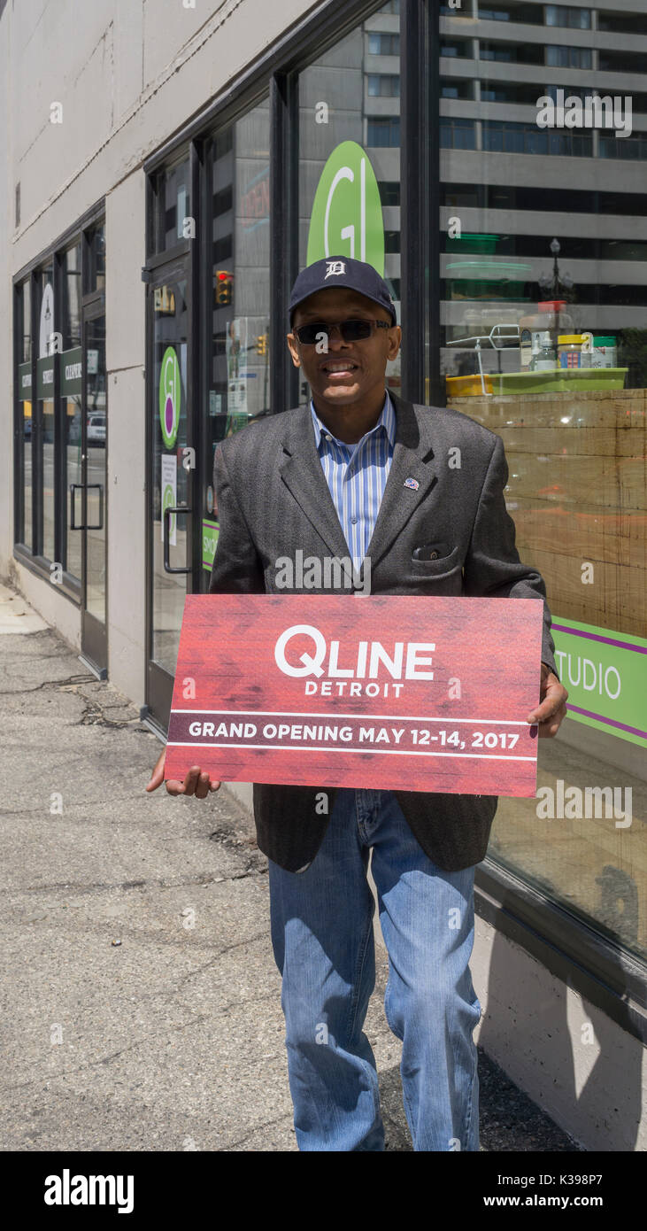 Downtown Detroit saw the revolutionary Q Line open in May 2017 Stock ...