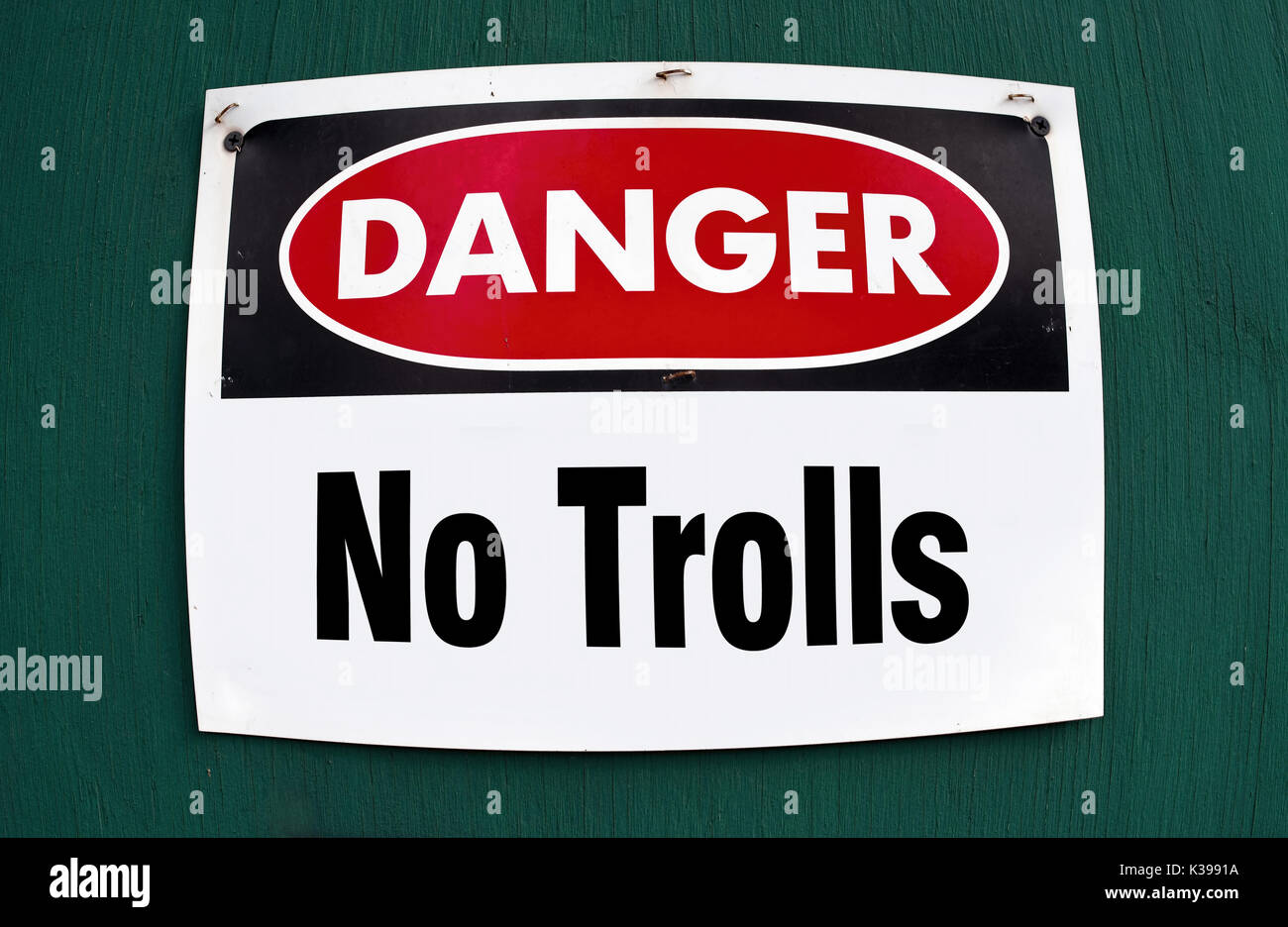 Danger sign of No Trolls Stock Photo - Alamy