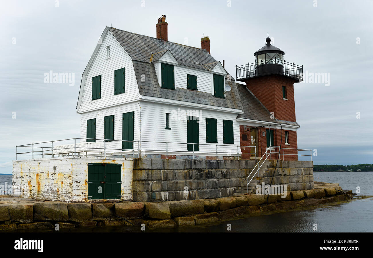 Rockland Breakwater Lighthouse, Rockland, Main USA Stock Photo - Alamy