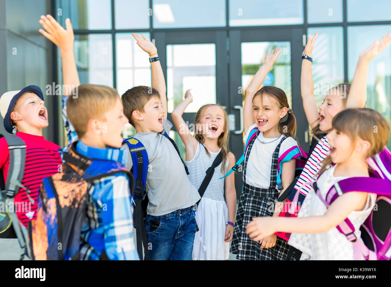 School bags outside the classroom hi-res stock photography and images ...