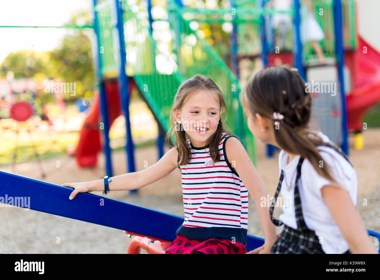 cheerful school age child play on playground school Stock Photo - Alamy