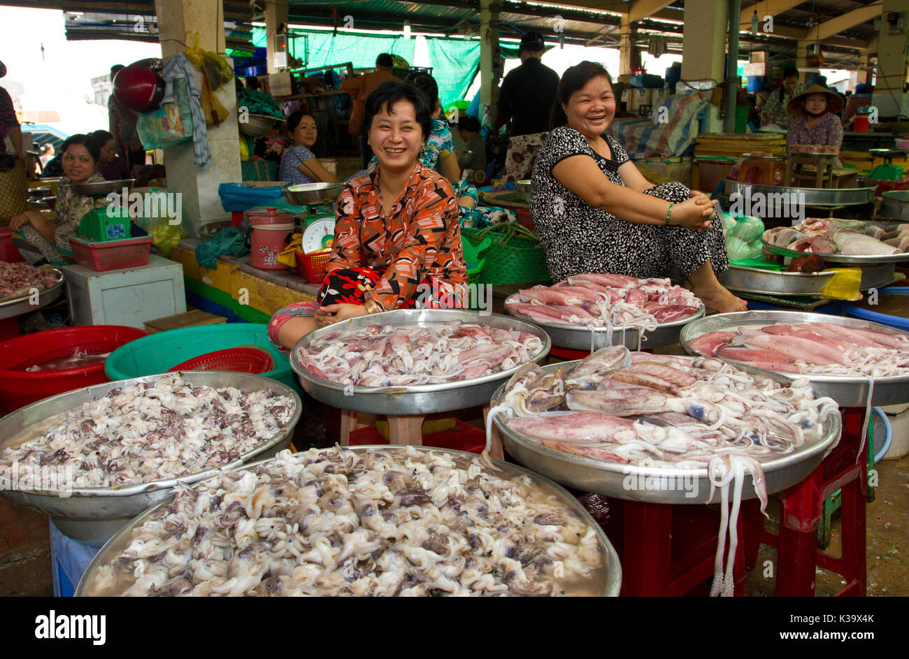 Two fish vendors at the Can Tho floating market in South Vietnam on Oct ...
