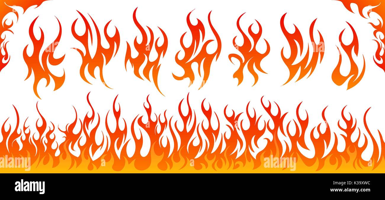 Fire flames vector set Stock Vector Image & Art - Alamy