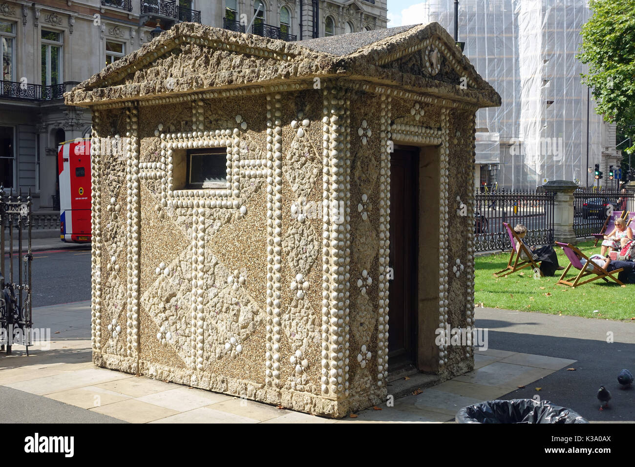 View of one of the shell huts in Grosvenor Gardens in London UK Stock ...