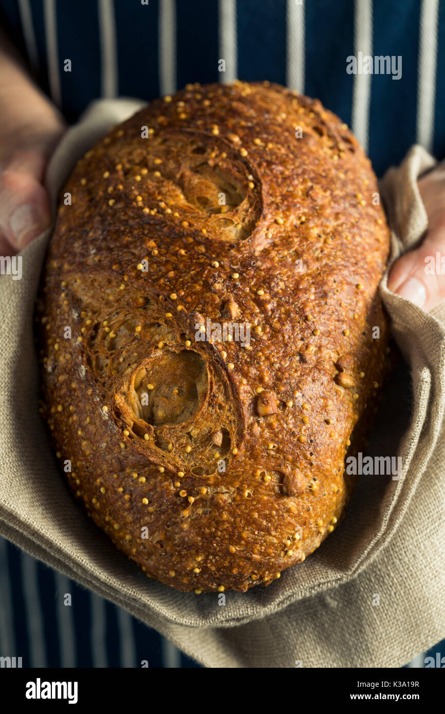 Handmade Organic Bread in a Womans Hands Ready to Eat Stock Photo - Alamy