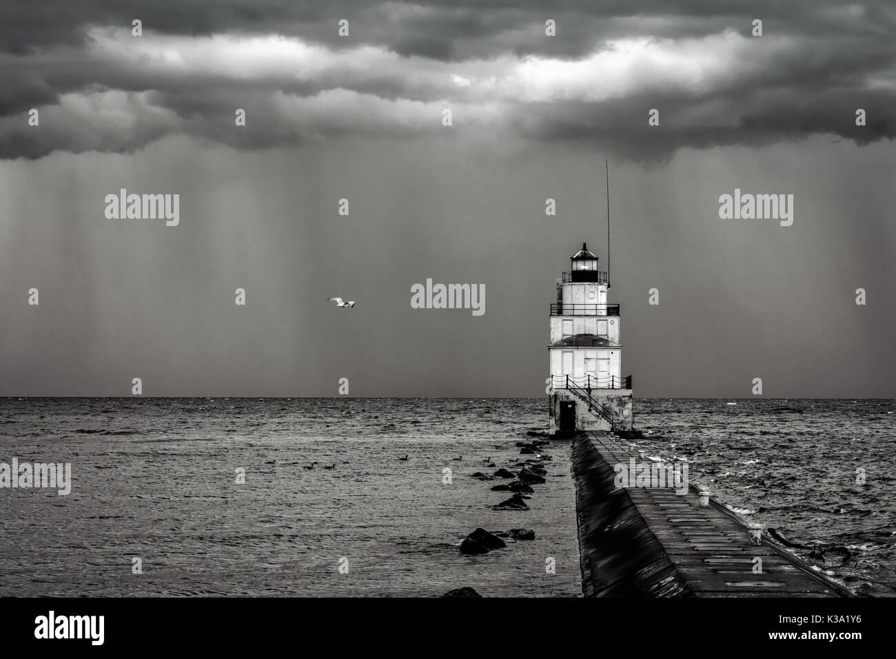 The lighthouse on Lake Michigan in Manitowoc, Wisconsin Stock Photo - Alamy