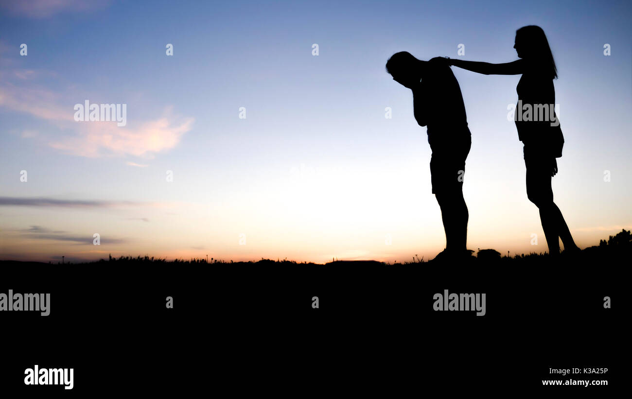 Crying woman silhouette hi-res stock photography and images - Alamy