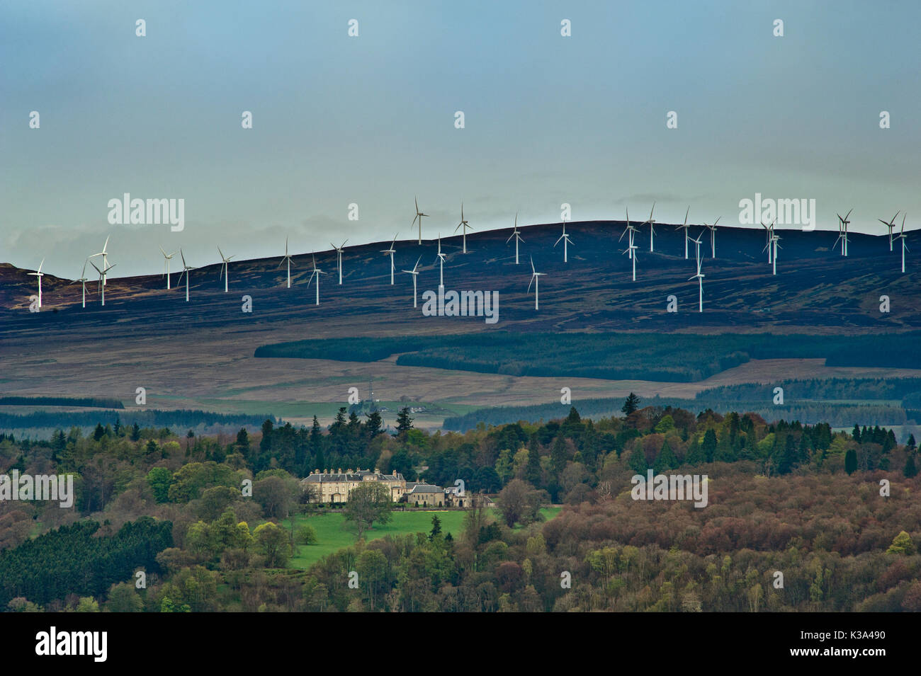 wind turbines on hills near Stirling Castle, Scotland Stock Photo - Alamy