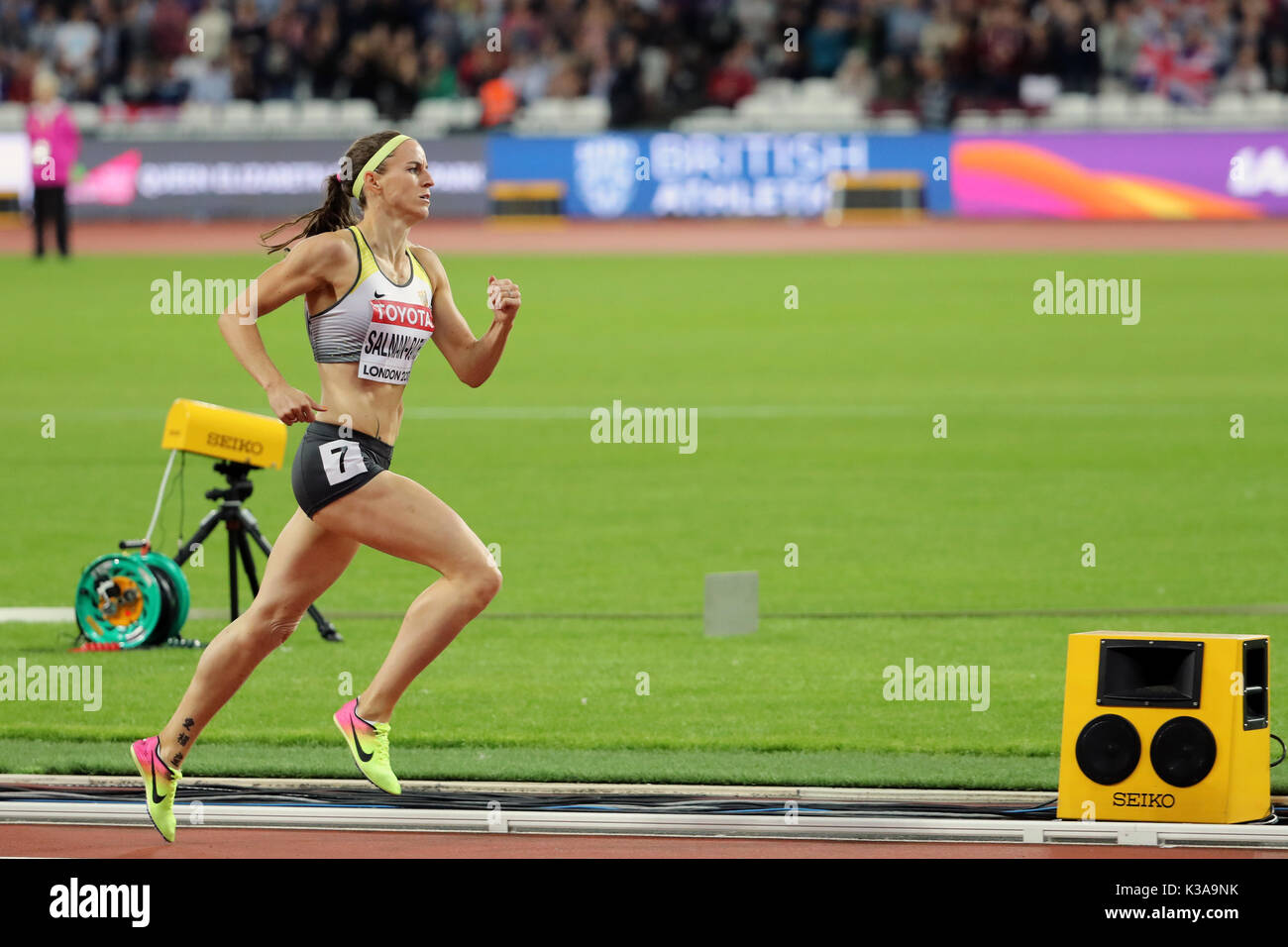 Claudia SALMAN-RATH (Germany) competing in the Heptathlon 800m Heat 3 ...