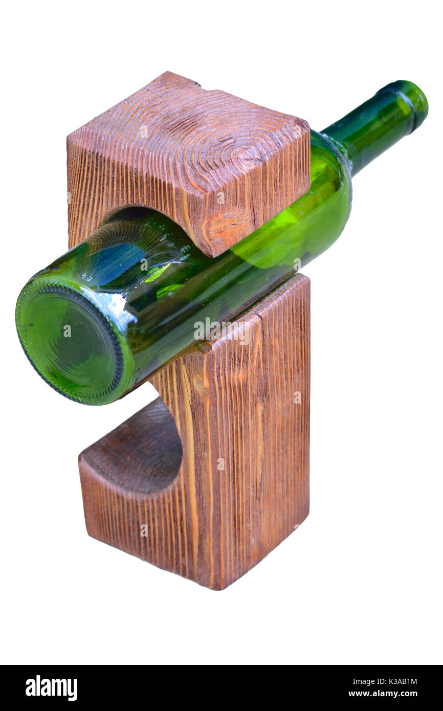 Wooden wine rack isolated on white background Stock Photo - Alamy