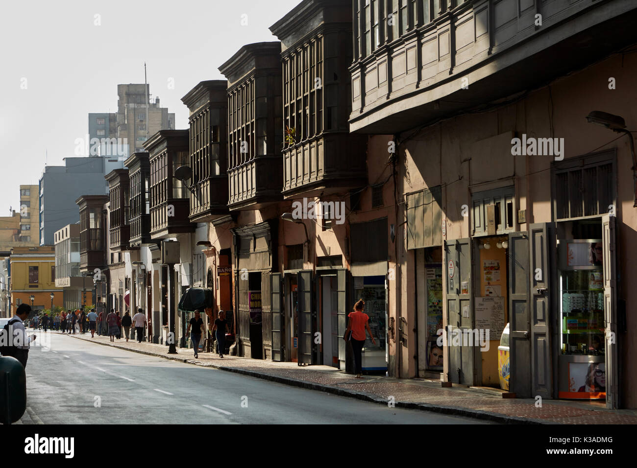 Wooden balconies, Historic centre of Lima (World Heritage Site), Peru ...