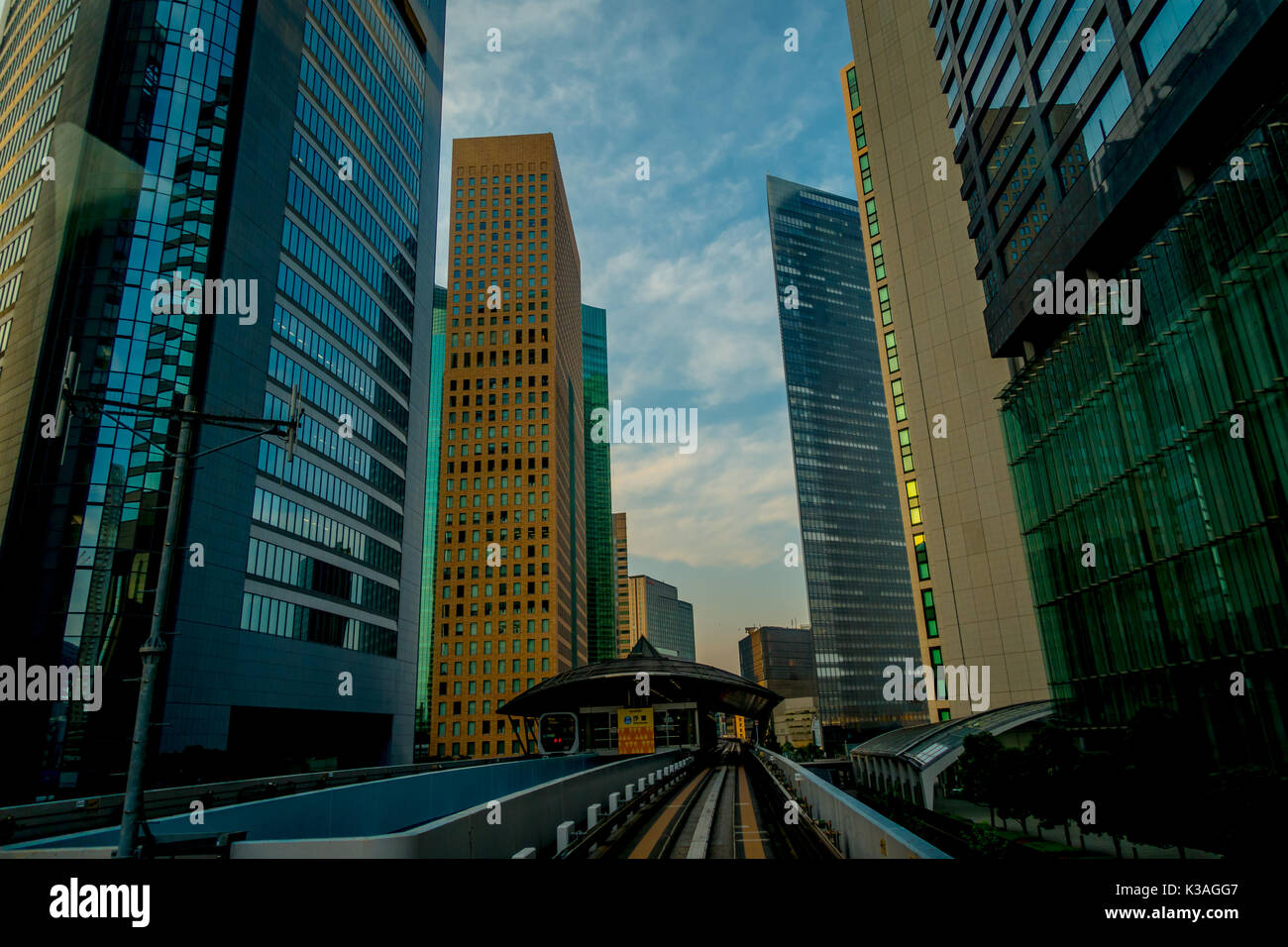 TOKYO, JAPAN JUNE 28 - 2017: Scenery of a train traveling on the ...
