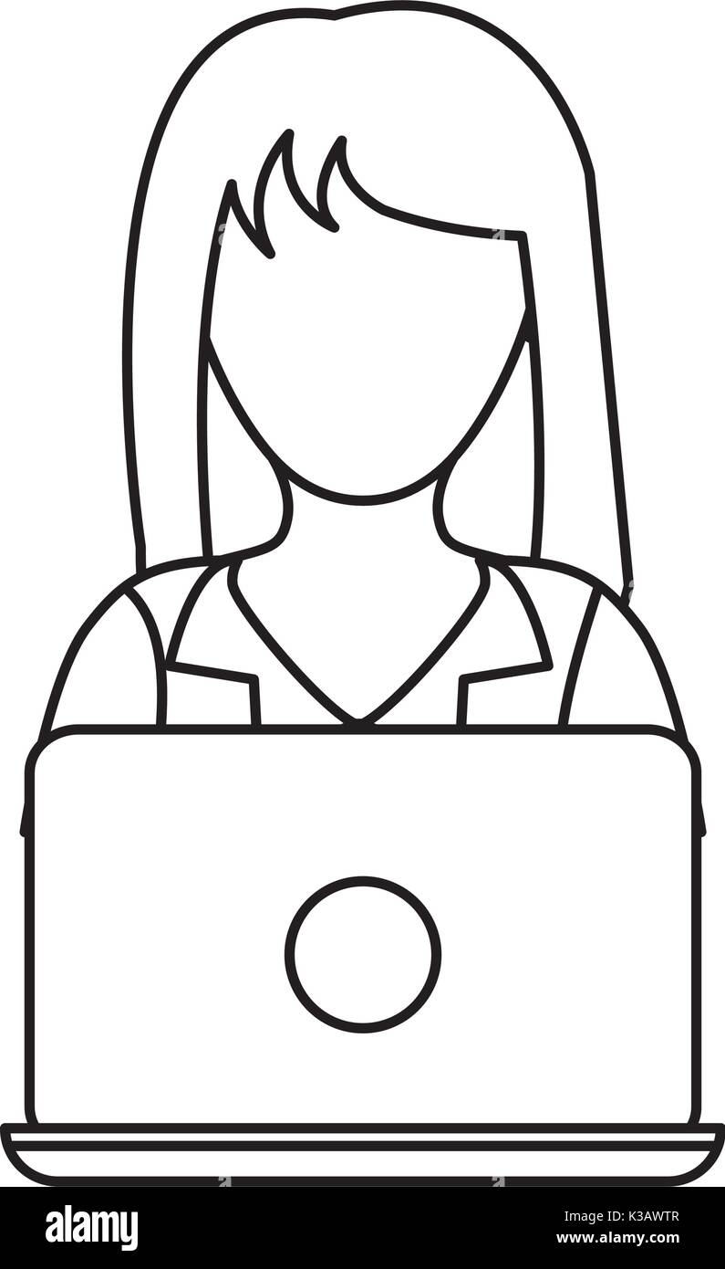 woman and laptop computer icon Stock Vector Image & Art - Alamy